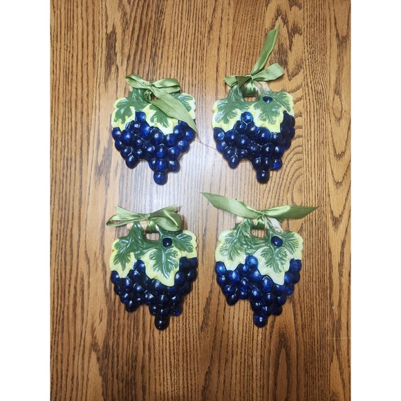 None and/or Unknown | Wall Decor | Set Of 4 Vtg Ceramic Grape Fruit ...